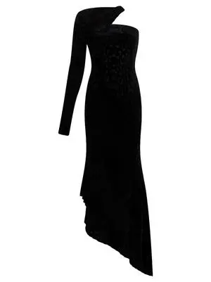 Roberto Cavalli Asymmetric Velvet Dress - Black
