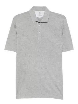 Brunello Cucinelli Button-placket Polo Shirt - Grey