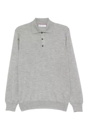 Brunello Cucinelli Knitted Polo Shirt - Co73d Grey