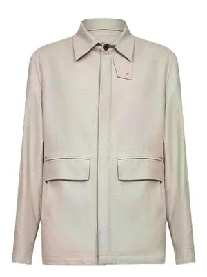 D4.0 Buttoned-collar Shirt Jacket - Neutrals