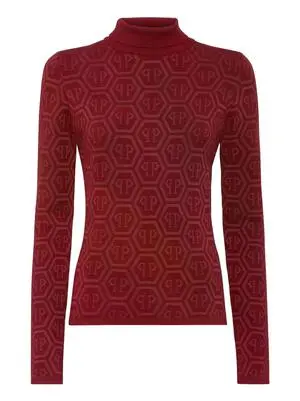 Philipp Plein Logo-pattern Turtleneck Sweater - Red