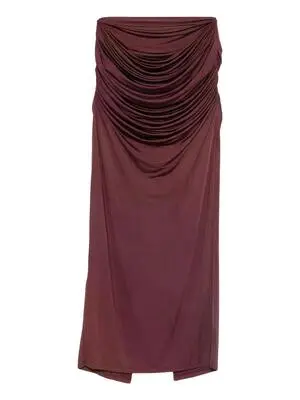 Paris Georgia Draped Midi Skirt - Oxblood