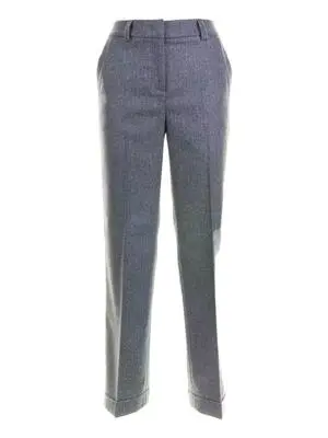 VIA MASINI 80 Herringbone Cuffed Trousers - Grey