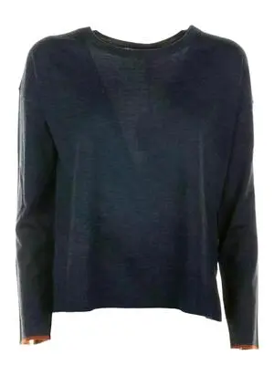 KANGRA Round-neck Fine Knit Sweater - Blue
