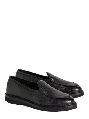 JACQUES SOLOVIERE Grained Alexis Loafers - Black