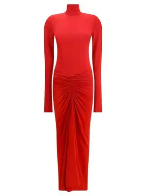Andamane Warwick Ruched Turtleneck Maxi Dress - Red