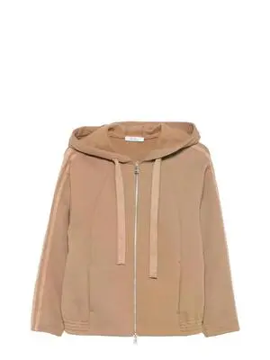 Max Mara Zip-up Hoodie With Stripe Detail - Brown