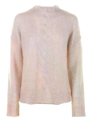 KANGRA Cable-knit Crew-neck Sweater - Pink