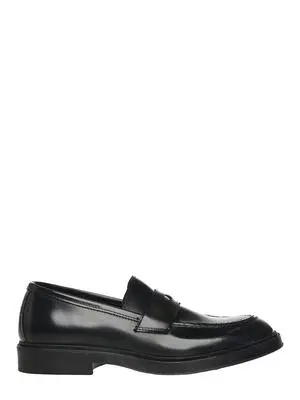 GIULIANO GALIANO Round Toe Leather Loafers - Black