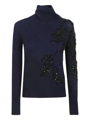 Ermanno Scervino Sequin-embellished Turtleneck Sweater - Blue
