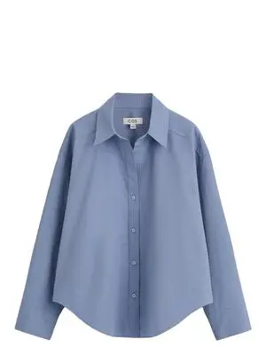 Cos Open-collar Cotton Shirt - Blue