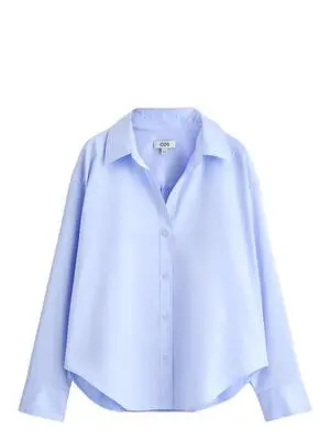Cos Open-Collar Cotton Shirt Light Blue
