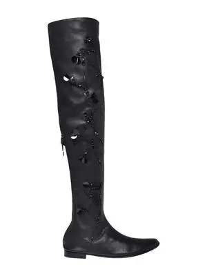 Alberta Ferretti Sequin Embellished Thigh-high Boots - Black