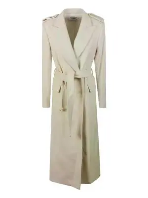 DONDUP Epaulettes Belted Coat - Neutrals