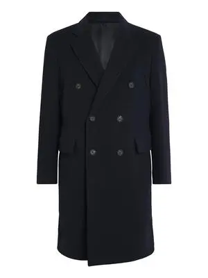 Eleventy Wool-cashmere Double-breasted Overcoat - Blue