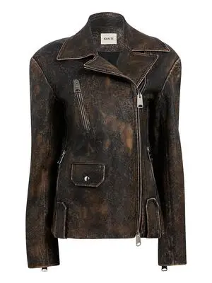 Khaite Catalina Moto Jacket - Black / Natural
