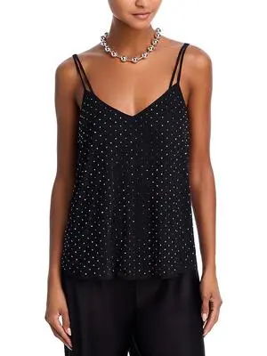 Aqua Embellished Mesh Cami Top - Black