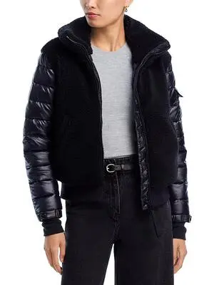 Aqua Sherpa & Gloss Bomber Jacket - Jet/black