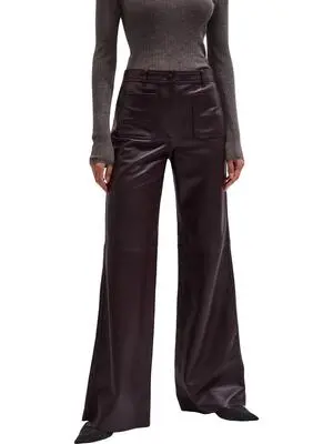 ME+EM Leather Boot Cut Trouser - Bordeaux