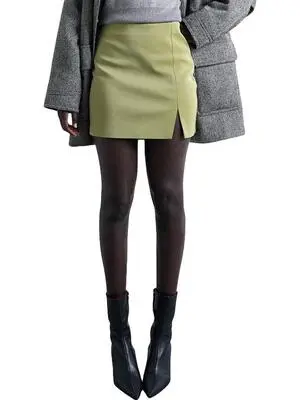 Topshop Faux Leather Miniskirt - Medium Green