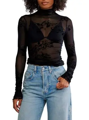 FREE PEOPLE Lace Mesh Top