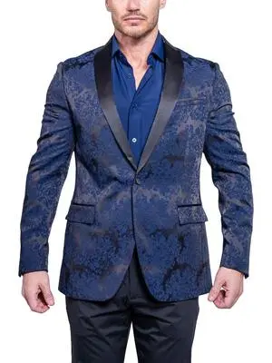 MACEOO Floral Jacquard Dinner Jacket - Blue