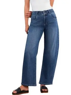 HINT OF BLU Abigail Double Waist Relaxed Straight Leg Jeans - Shine Blue