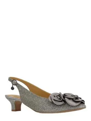 J. Reneé Jozey Pointed Toe Slingback Pumps - Pewter