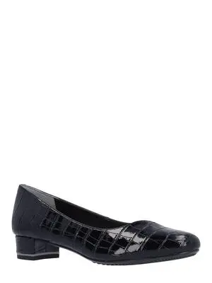 J. Reneé Bambalina Croc Embossed Block Heel Pumps - Black
