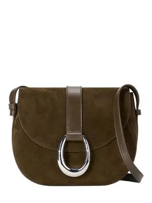 Staud Suede Saddle Crossbody Bag Truffle