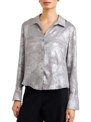 Bella Dahl Metallic Button-up Shirt - Silver