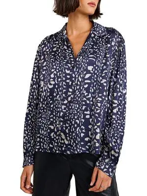 BELLA DAHL Pebbled Satin Button-Up Shirt