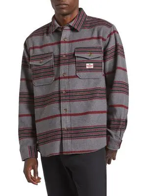 Brixton Altered Threads Stripe Fleece Button-up Overshirt - Multi Blanket Stripe
