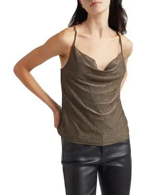 Ramy Brook Carla Metallic Cowl Neck Camisole - Gold Knit