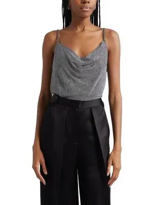 Ramy Brook Carla Metallic Cowl Neck Camisole - Silver Knit