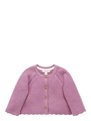 PUREBABY Scalloped Hem Cotton-Wool Cardigan