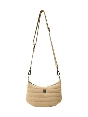 THINK ROYLN Quilted Mini Moon Crossbody Bag - Soft Sand Suede