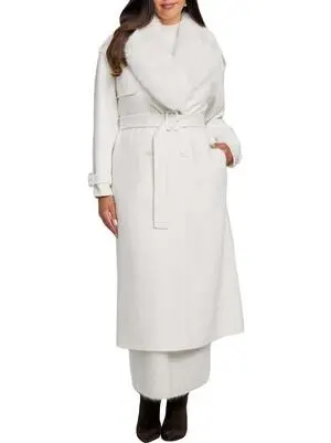 MARCIANO Ella Faux-fur-collar Double-breasted Coat - White