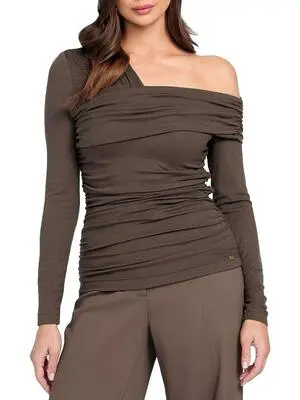 MARCIANO Shirred Asymmetric Top - Dark