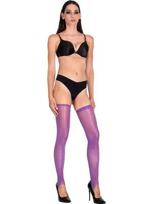 LECHERY® Lustrous Silky Stirrup Thigh Highs - Purple