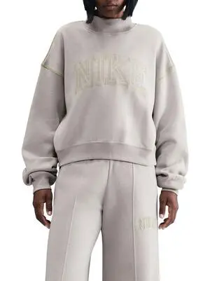Nike Sportswear Mock Neck Phoenix Fleece Oversize Sweatshirt - College Grey