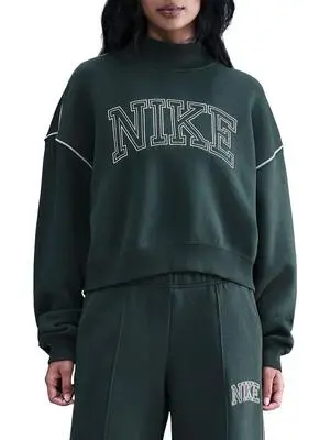 Nike Sportswear Mock Neck Phoenix Fleece Oversize Sweatshirt - Seaweed