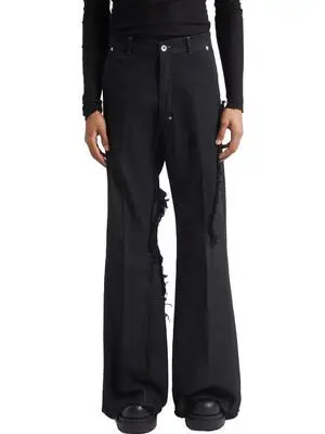 Rick Owens Joris Mixed Media Bootcut Jeans - Black