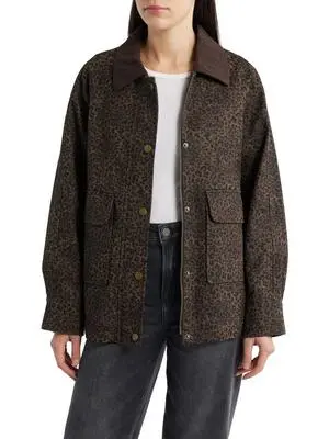 Lucky Brand Cotton Blend Barn Jacket - Leopard