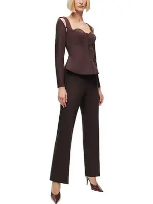 NOCTURNE Cut-out Corset Top - Dark Brown