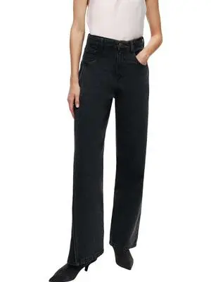 NOCTURNE Washed Wide-leg Jeans - Anthracite