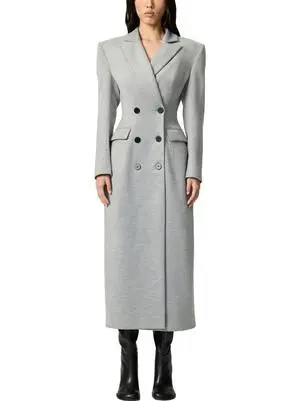 NOCTURNE Structured Double-breasted Maxi Coat - Grey