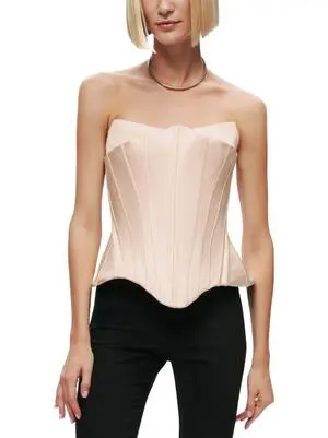 NOCTURNE Sculpted Satin Corset Top - Light/pastel Pink