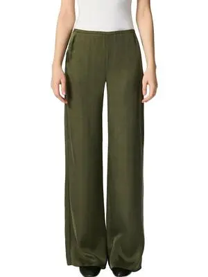 NOCTURNE Fluid Tailored Wide-leg Pants - Dark Green