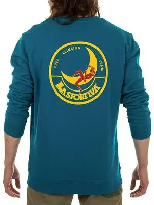 LA SPORTIVA Climbing On The Moon Crewneck Sweatshirt - Turchese/giallo